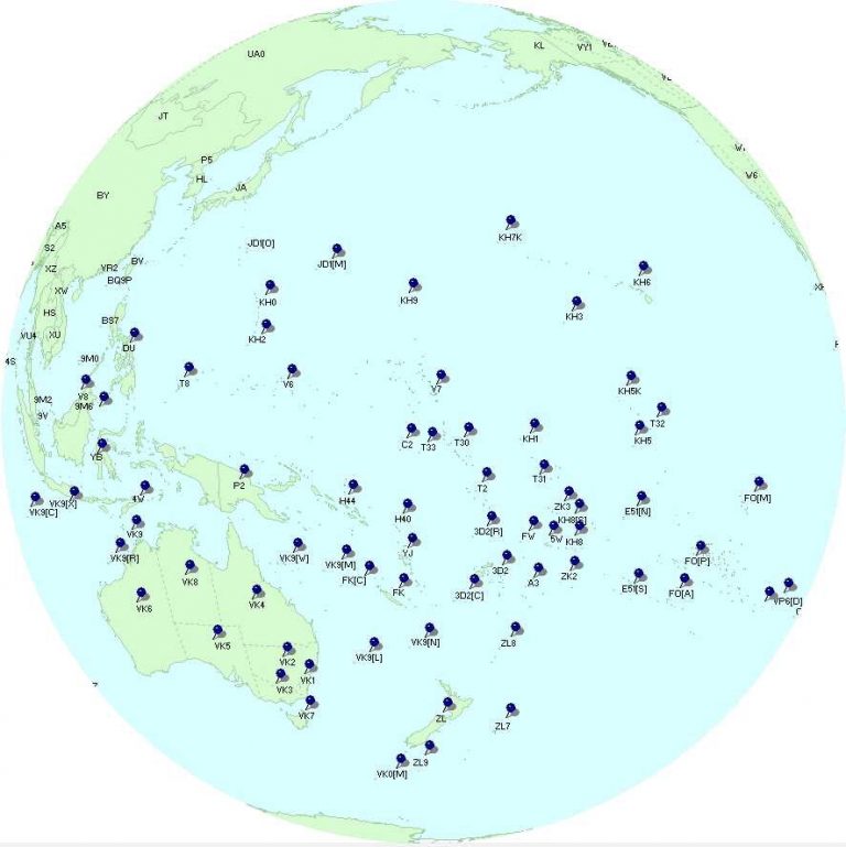 Prefix Map for Oceania – Oceaniadxcontest.com