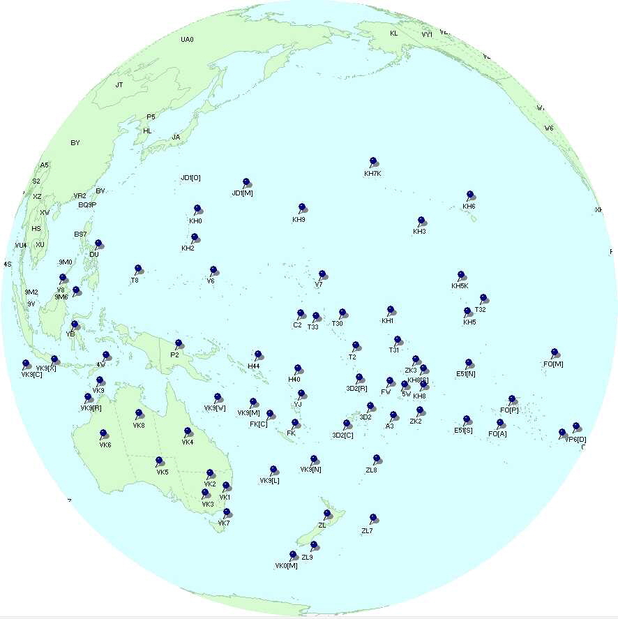 Prefix Map for Oceania – Oceaniadxcontest.com